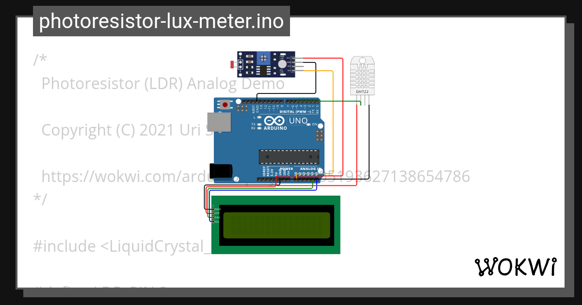 photoresistor-analog.ino copy - Wokwi ESP32, STM32, Arduino Simulator