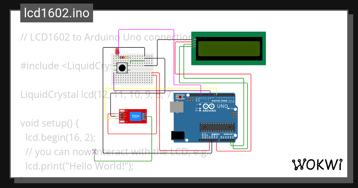 lcd1602.ino - Wokwi ESP32, STM32, Arduino Simulator