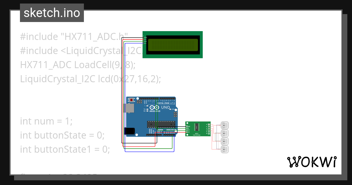 Load cell with Display - Wokwi ESP32, STM32, Arduino Simulator