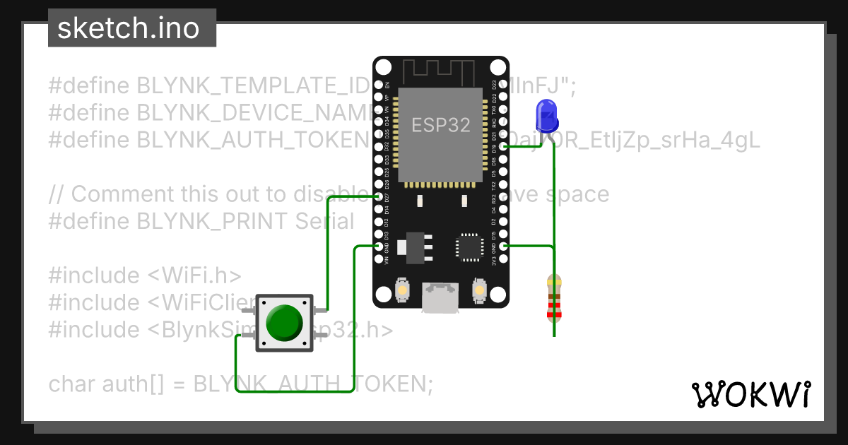 LED and button - Wokwi ESP32, STM32, Arduino Simulator