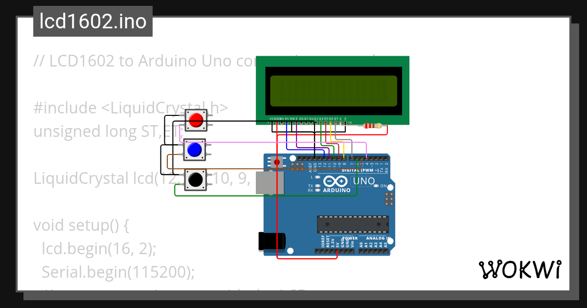 Menu Test on LCD - Wokwi ESP32, STM32, Arduino Simulator