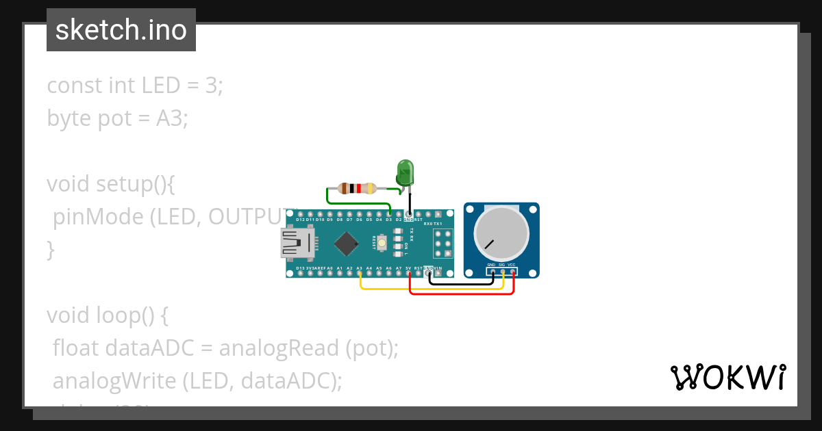 ADC_LED - Wokwi ESP32, STM32, Arduino Simulator