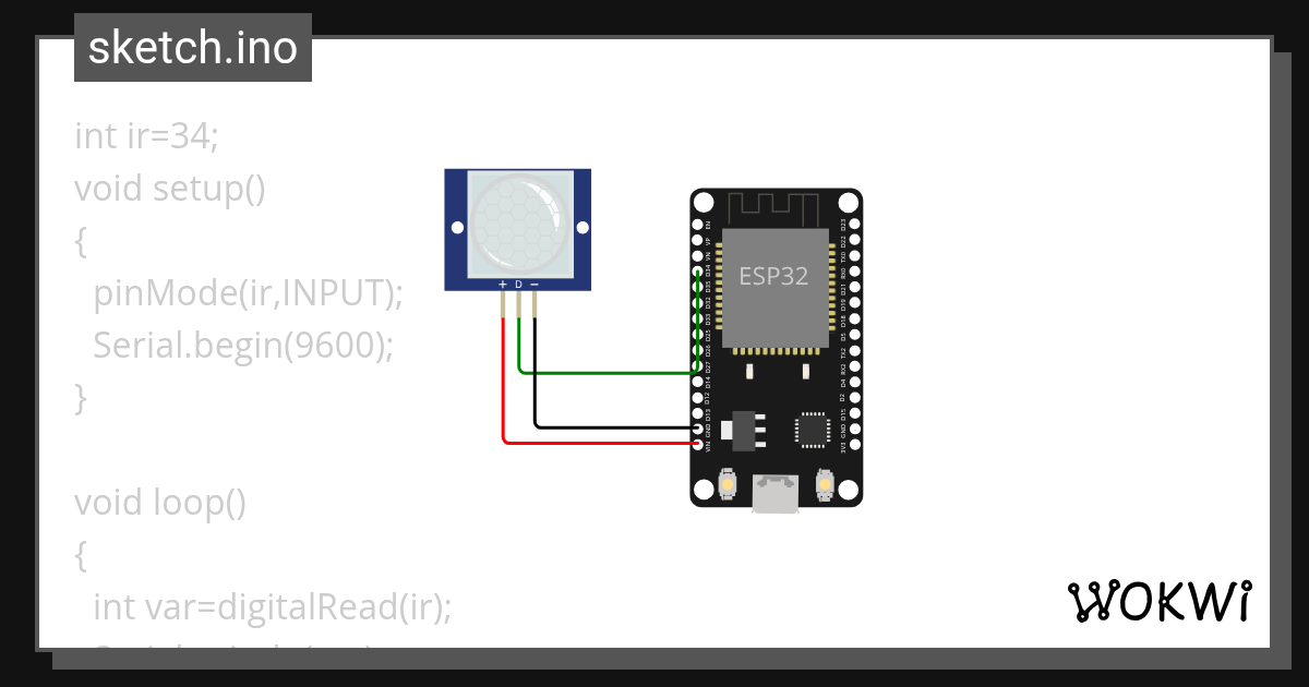 Pir Sensor Wokwi Esp32 Stm32 Arduino Simulator
