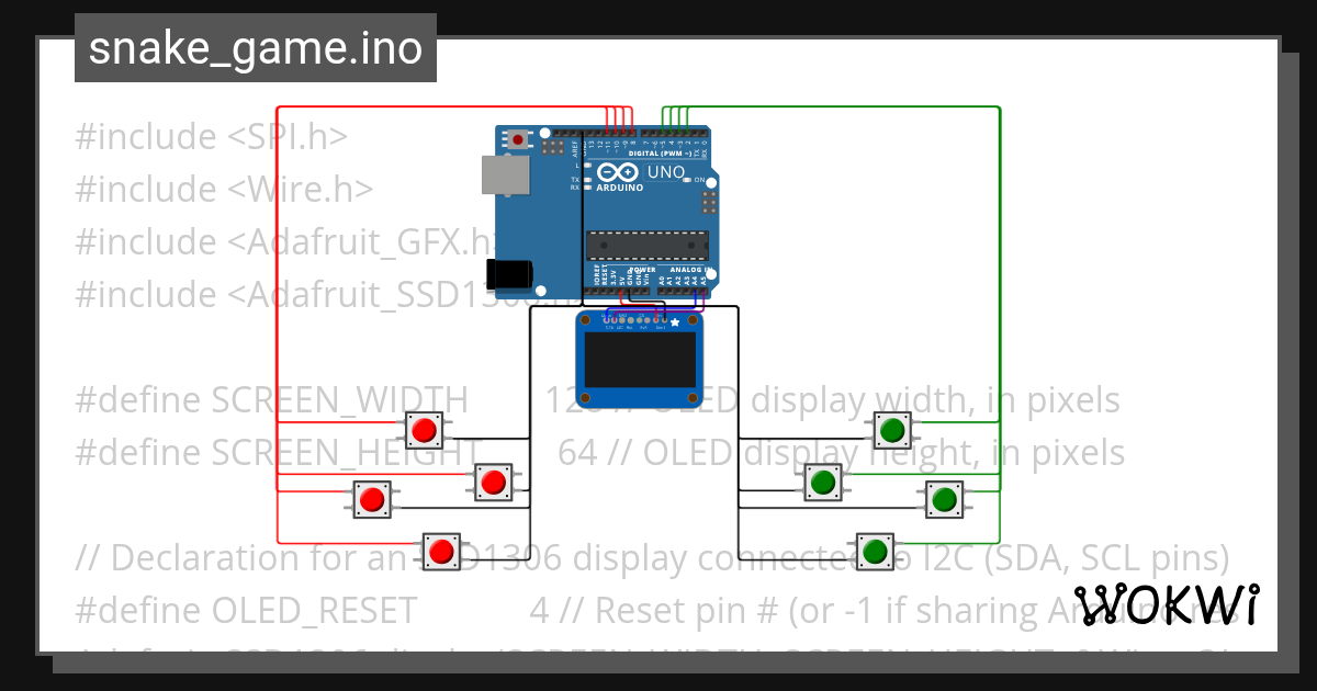 Snake game basic copy - Wokwi ESP32, STM32, Arduino Simulator