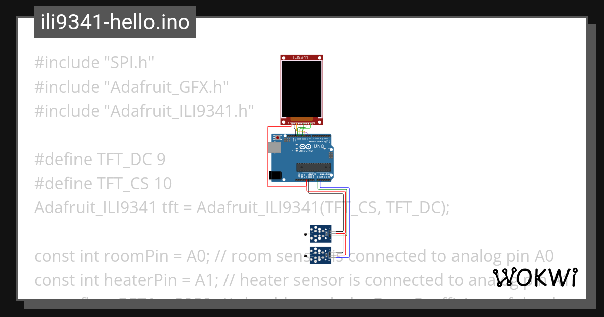 temperatuur in beeld - Wokwi ESP32, STM32, Arduino Simulator
