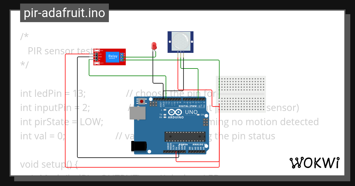 pir-adafruit.ino copy - Wokwi ESP32, STM32, Arduino Simulator
