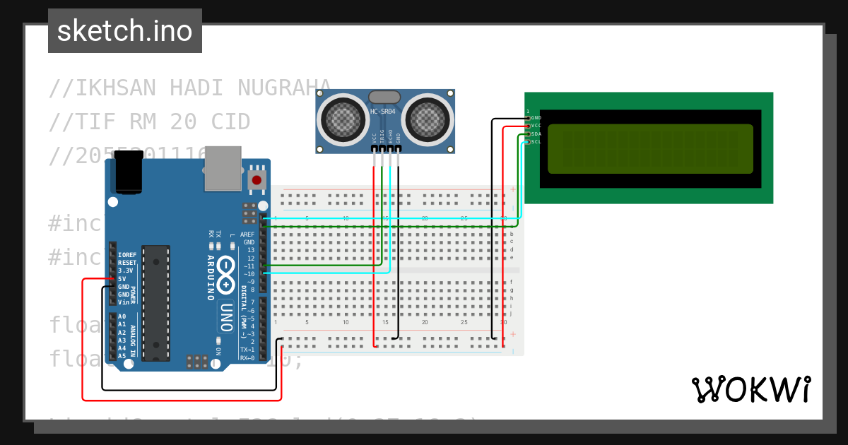 Sensor Jarak I2c Lcd Wokwi Esp32 Stm32 Arduino Simulator