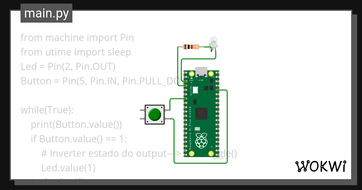 Push_Down_Led - Wokwi ESP32, STM32, Arduino Simulator