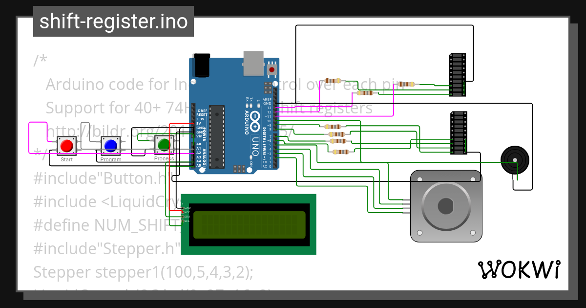 shift-register.ino copy - Wokwi ESP32, STM32, Arduino Simulator