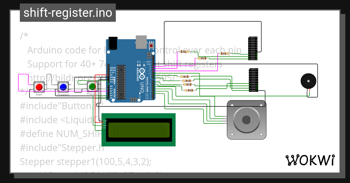 shift-register.ino copy - Wokwi ESP32, STM32, Arduino Simulator