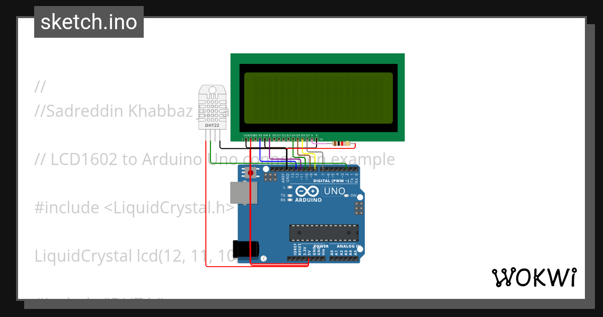 lcd20×4 & DHT22-example.ino - Wokwi ESP32, STM32, Arduino Simulator