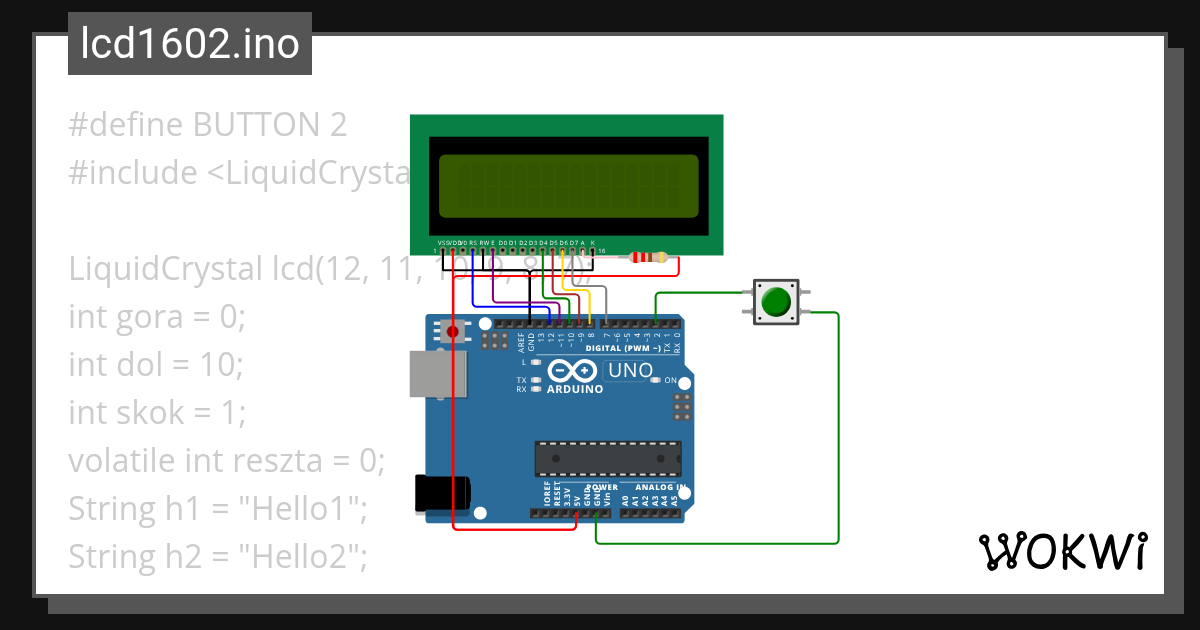 lcd1602.ino - Wokwi ESP32, STM32, Arduino Simulator