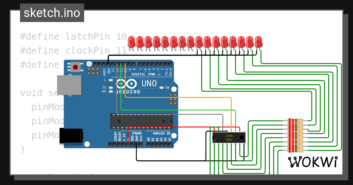 74hc595 Binary Counter Wokwi Esp32 Stm32 Arduino Simulator