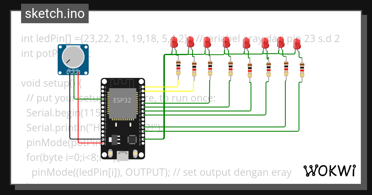 Mengatur Nyala Led Dengan Potensio Wokwi Esp32 Stm32