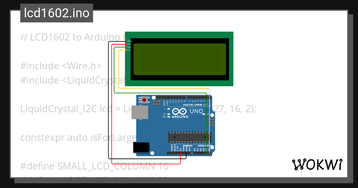 lcd1602.ino - Wokwi ESP32, STM32, Arduino Simulator