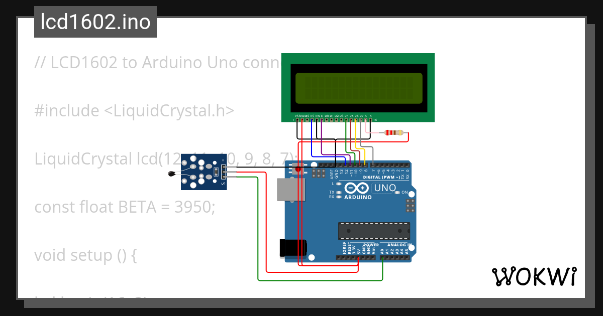 lcd1602.ino - Wokwi ESP32, STM32, Arduino Simulator