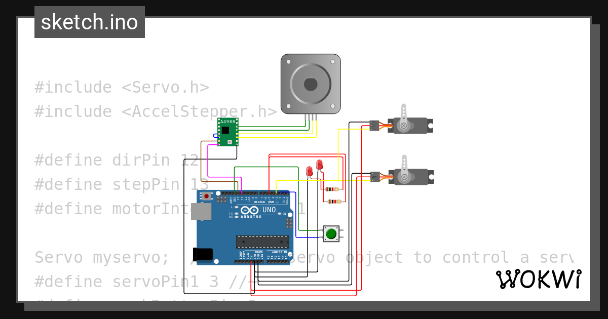 Stepper With Led With A4988 For Arduino Community Wokwi Esp32 Stm32 Arduino Simulator