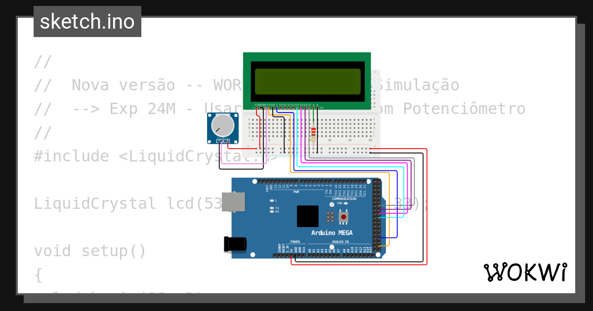 Exp 24m Usar Display Lcd Com Potenciômetro Wokwi Esp32 Stm32 Arduino Simulator 0568
