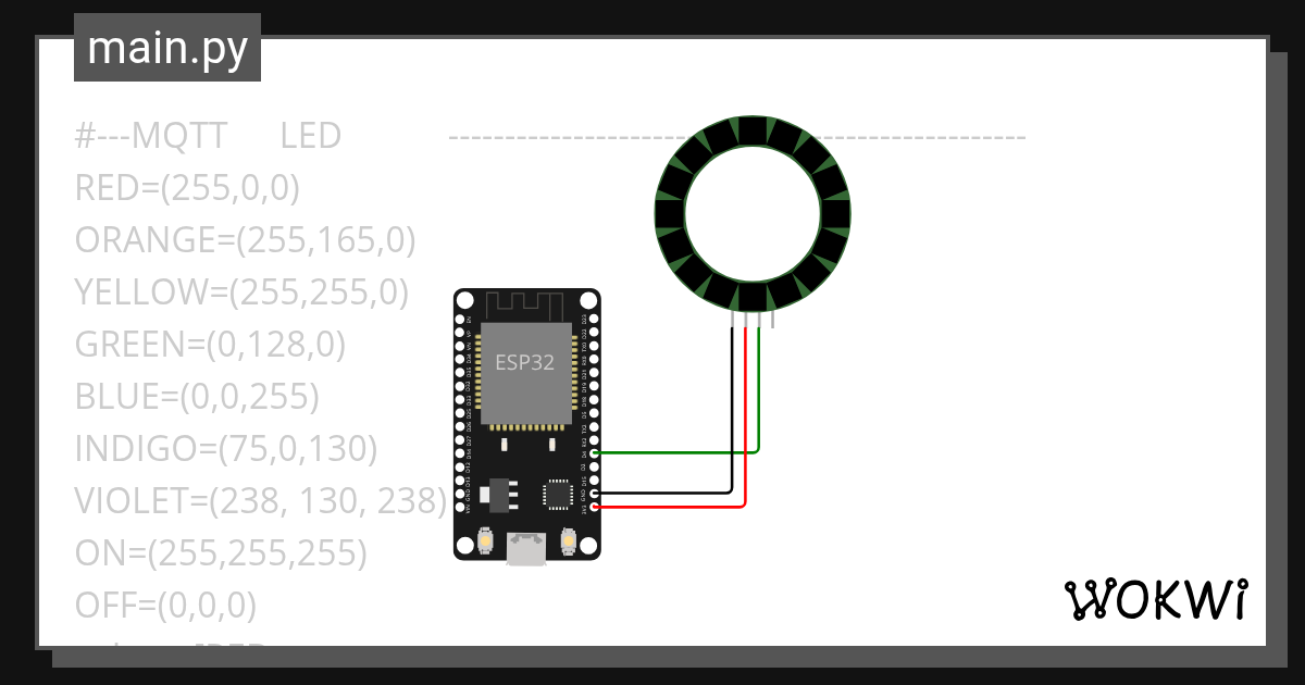 全彩LED燈條的控制_MicroPython MQTT_SN_as_ClientID的基本框架 - Wokwi ESP32, STM32, Arduino Simulator