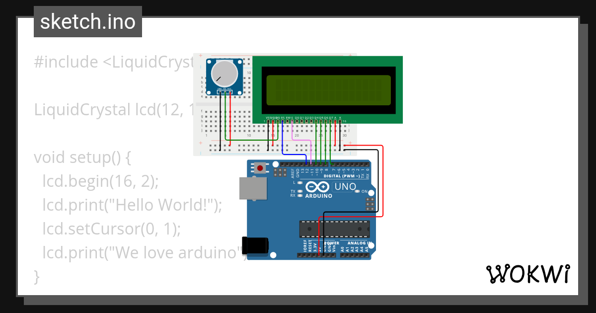 LCD 예제 - Wokwi ESP32, STM32, Arduino Simulator