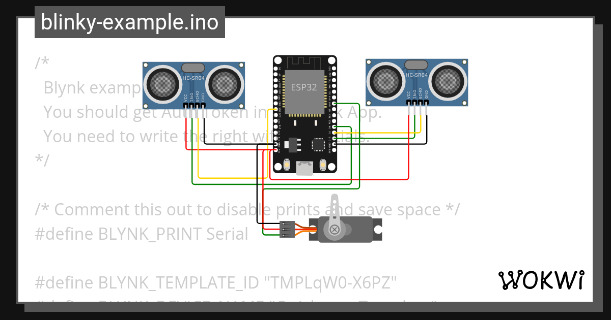 blinky-led servo ultrasonic.ino - Wokwi ESP32, STM32, Arduino Simulator