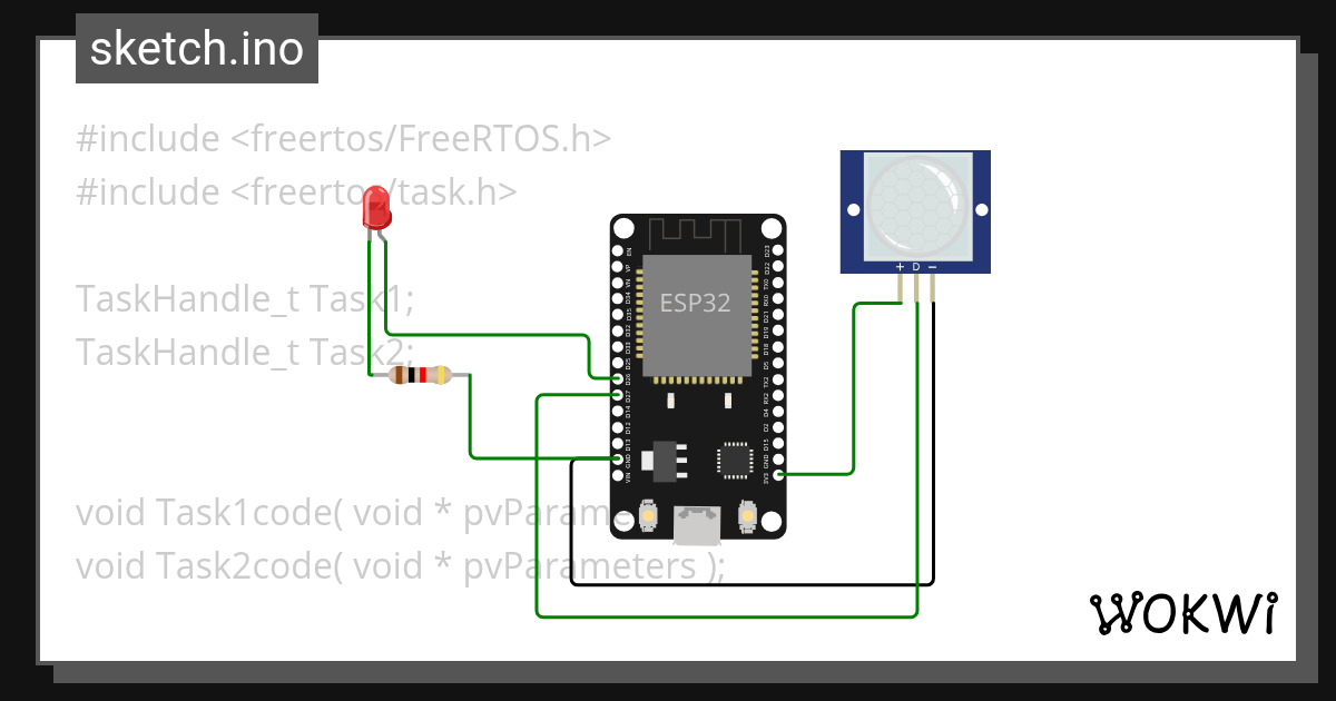 pir sensor + led copy - Wokwi ESP32, STM32, Arduino Simulator