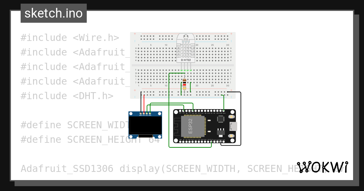 Teplota A Vlhkost S Displejom Ok Wokwi Esp32 Stm32 Arduino Simulator