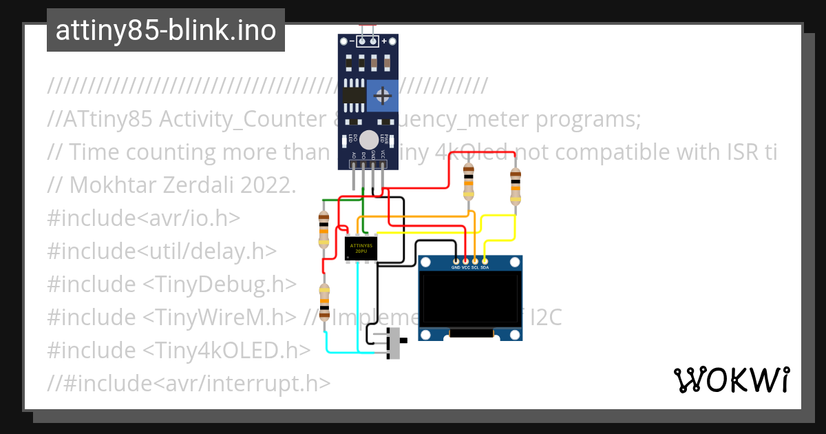 ATtiny85 Counter &Frequency meter copy vers.3 - Wokwi ESP32, STM32, Arduino Simulator