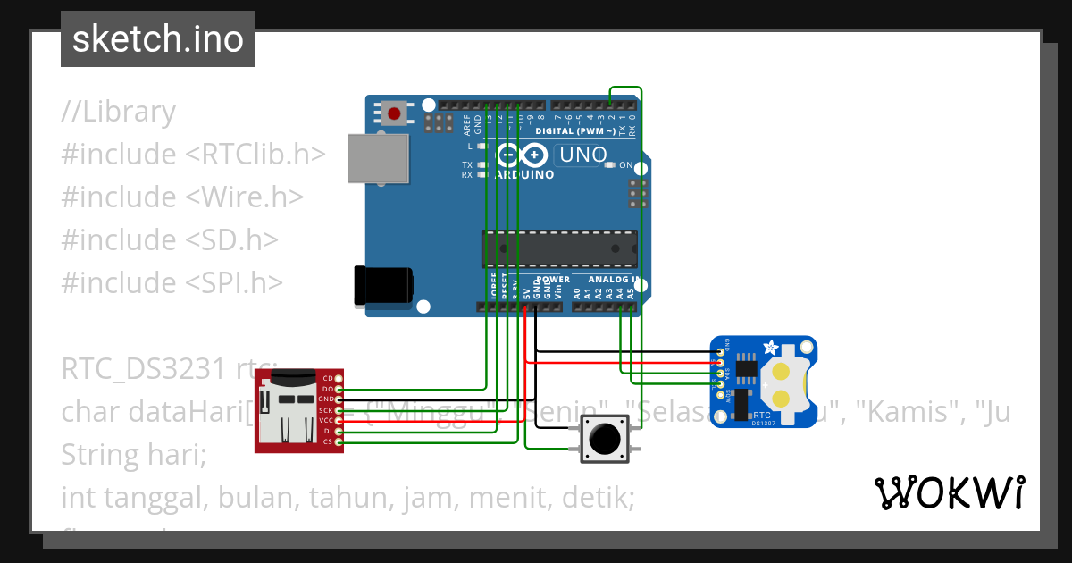 Data Logger Reed Switch with RTC - Wokwi ESP32, STM32, Arduino Simulator