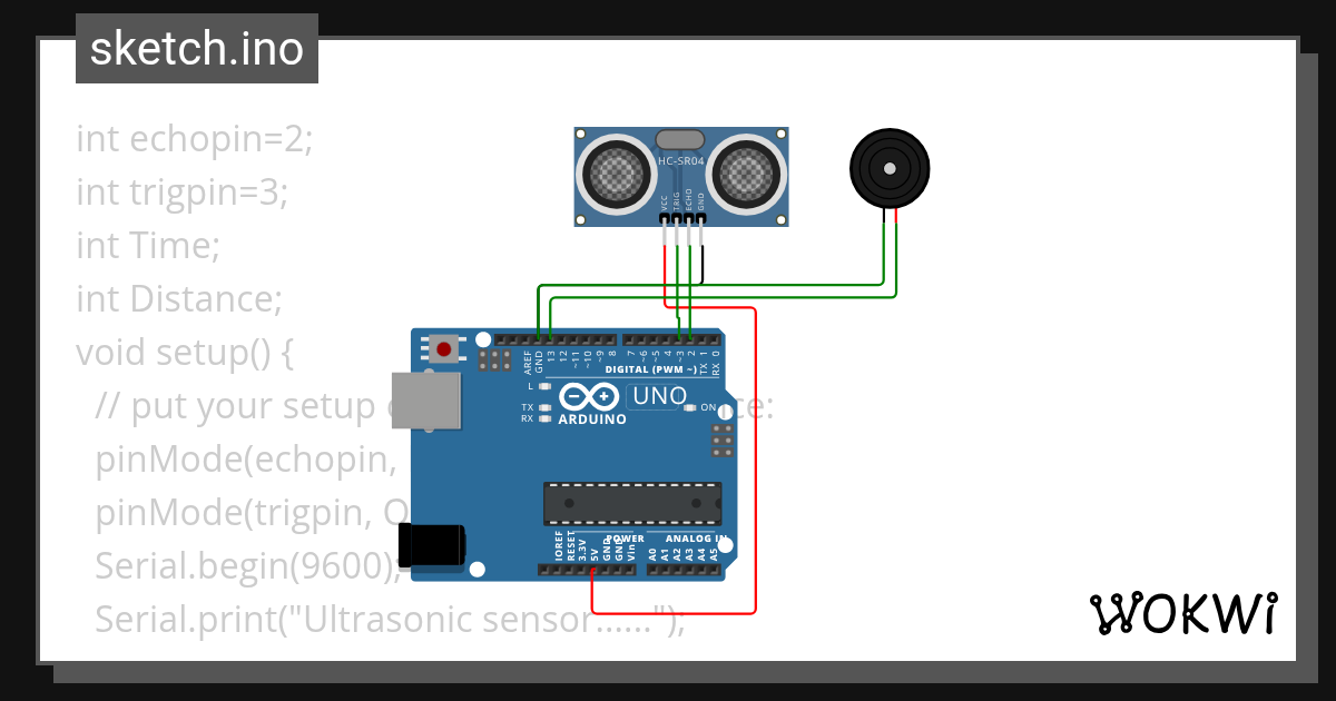 Ultrasonic Sensor - Wokwi ESP32, STM32, Arduino Simulator