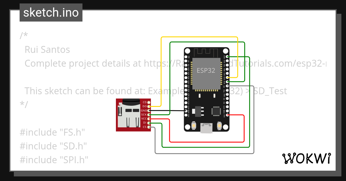 ESP32 SDCard Wokwi ESP32 STM32 Arduino Simulator