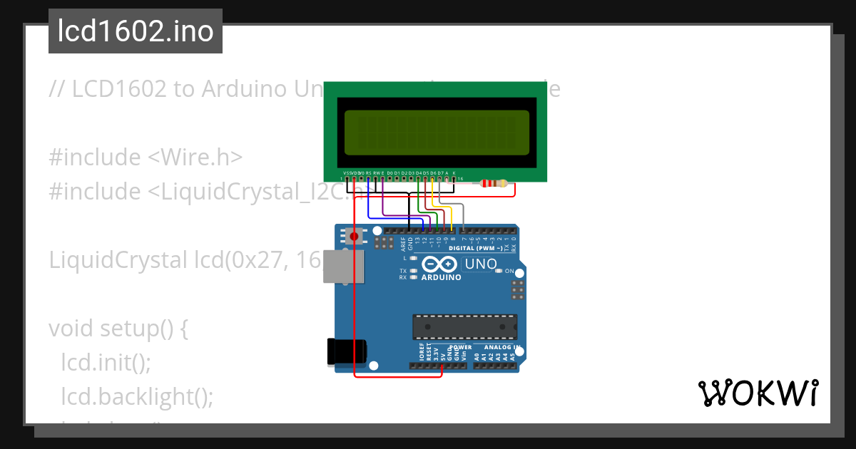lcd1602.ino - Wokwi ESP32, STM32, Arduino Simulator