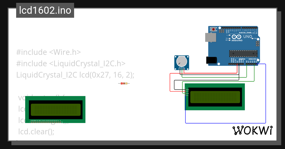 lcd1602.ino - Wokwi ESP32, STM32, Arduino Simulator