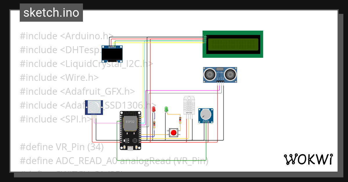 Ex.11 ControlTaskDisplayl2C&ULSonic - Wokwi ESP32, STM32, Arduino Simulator