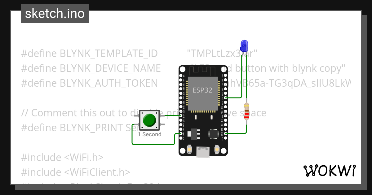 LED and button with blynk copy - Wokwi ESP32, STM32, Arduino Simulator