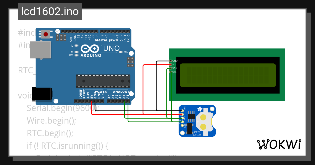 lcd1602.ino - Wokwi ESP32, STM32, Arduino Simulator