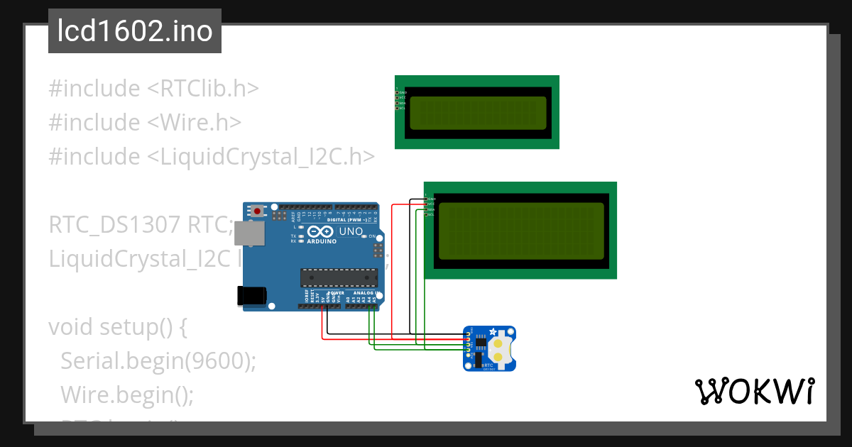 lcd1602.ino - Wokwi ESP32, STM32, Arduino Simulator