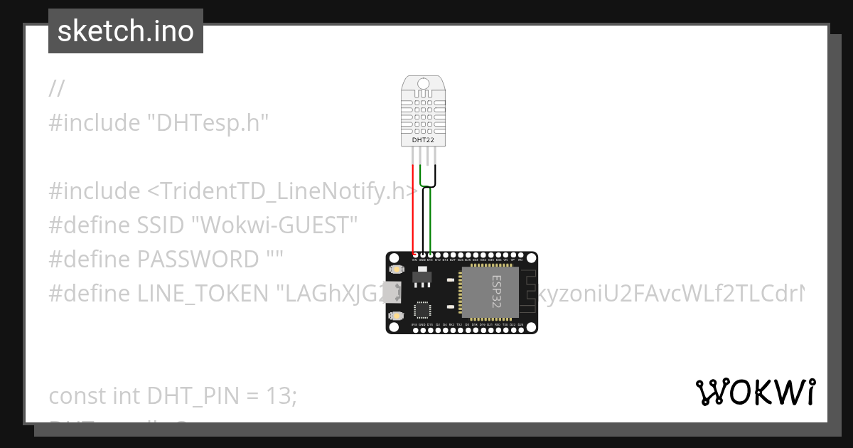 work5 line DHT22 - Wokwi ESP32, STM32, Arduino Simulator