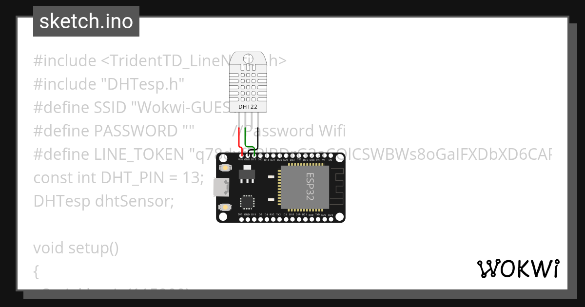 Work5 line DHT22 - Wokwi ESP32, STM32, Arduino Simulator