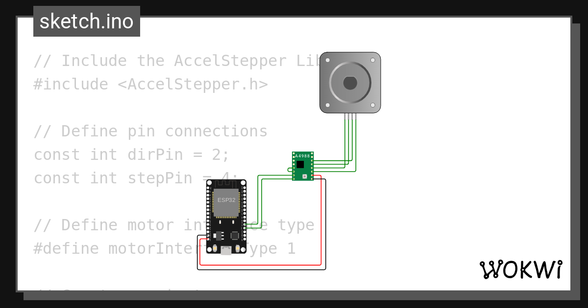 A4988 Stepper Motor With Esp32 Wokwi Esp32 Stm32 Arduino Simulator 