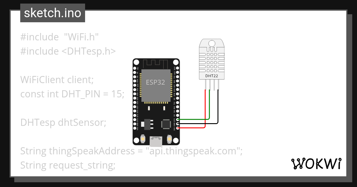 Thingspeak Suhu dan Kelembaban - Wokwi ESP32, STM32, Arduino Simulator