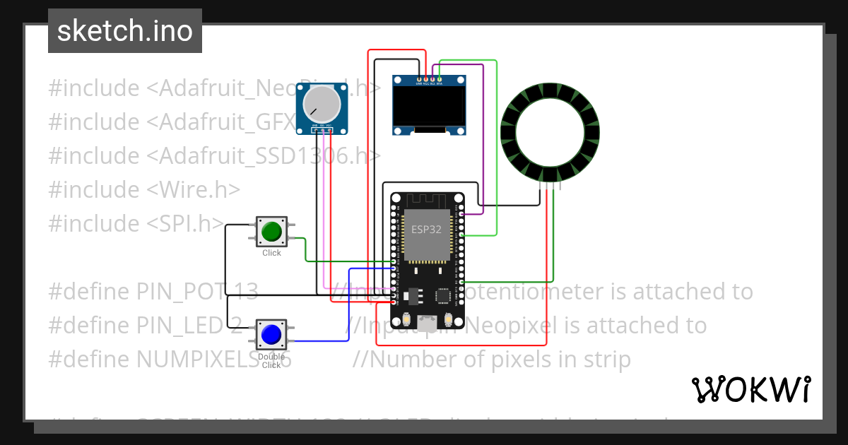 Pruebas NeoPixel Ring - Wokwi ESP32, STM32, Arduino Simulator