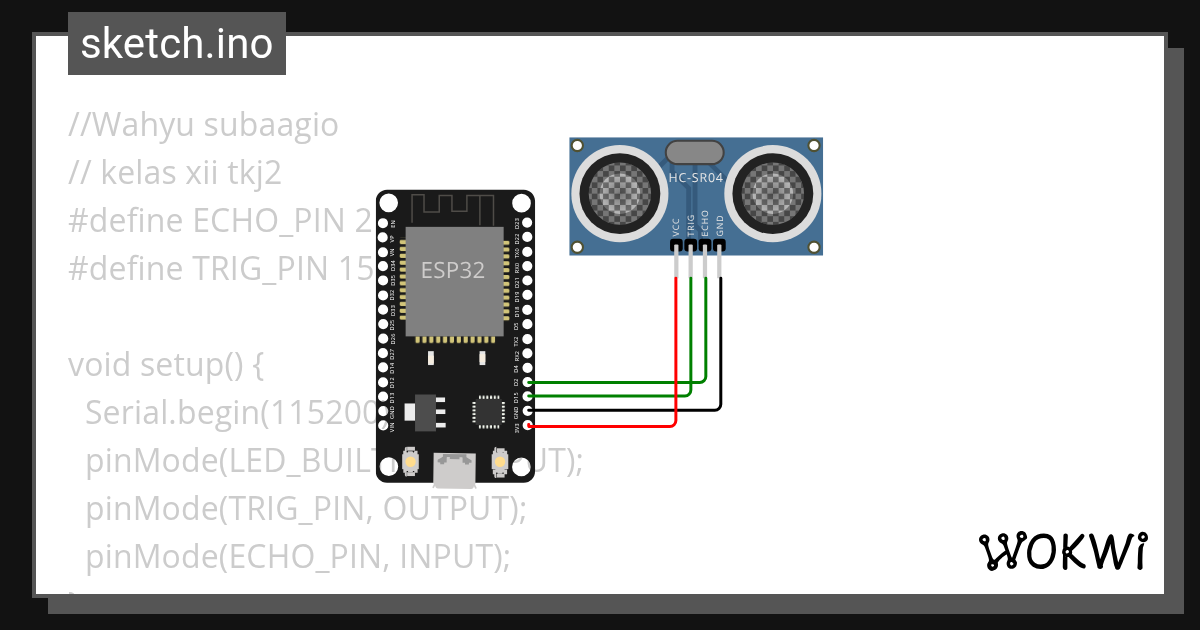 sensor jarak - Wokwi ESP32, STM32, Arduino Simulator