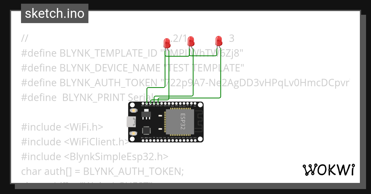 work 6 BLYNK LED - Wokwi ESP32, STM32, Arduino Simulator