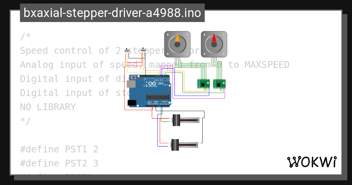 Test 2 Stepper With A4988 No Accelstepper Wokwi Esp32 Stm32 Arduino Simulator