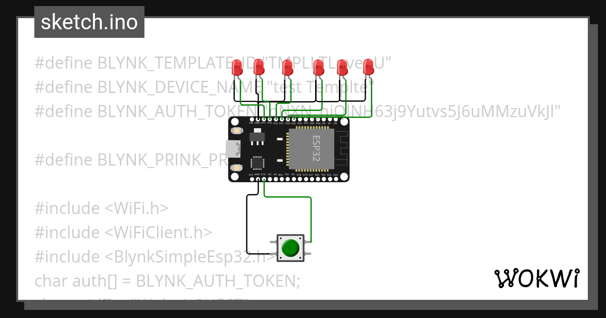 Work6 Blynk LED Switch - Wokwi ESP32, STM32, Arduino Simulator
