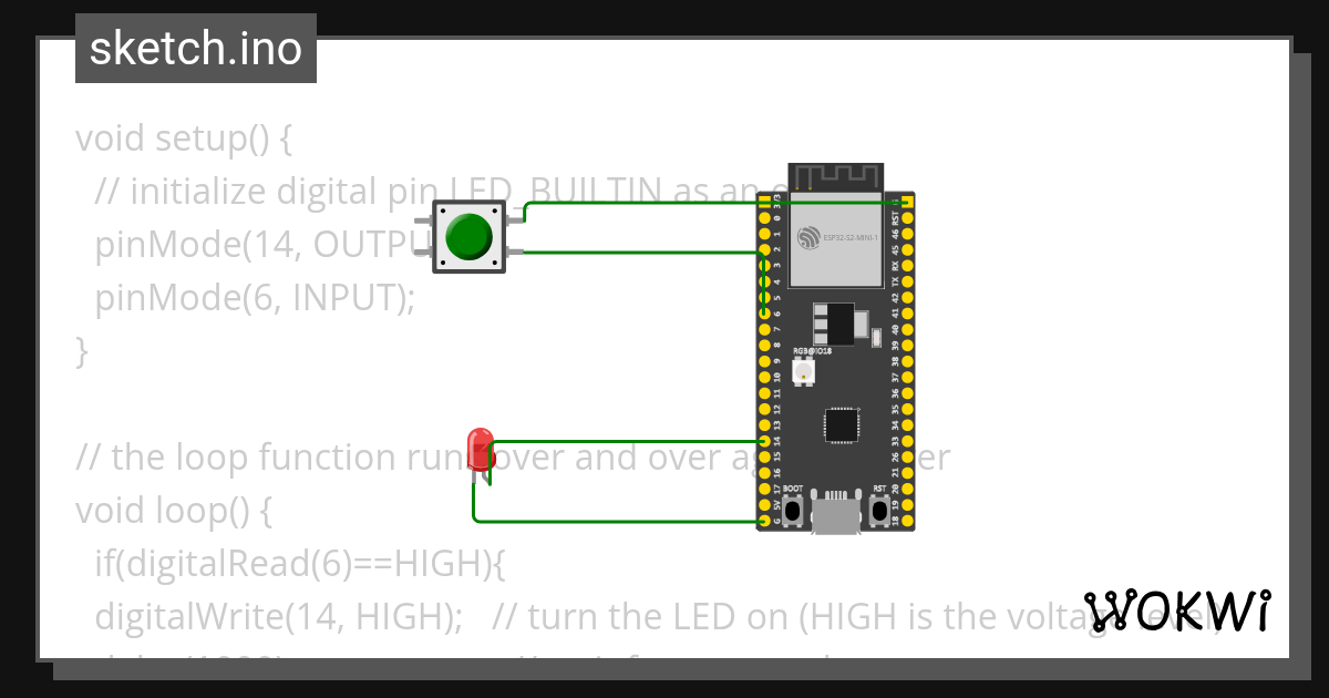 Led Blink Button Wokwi Esp32 Stm32 Arduino Simulator