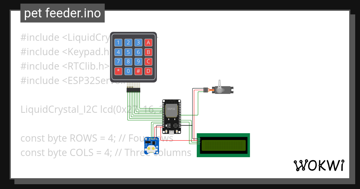 pet feeder.ino - Wokwi ESP32, STM32, Arduino Simulator