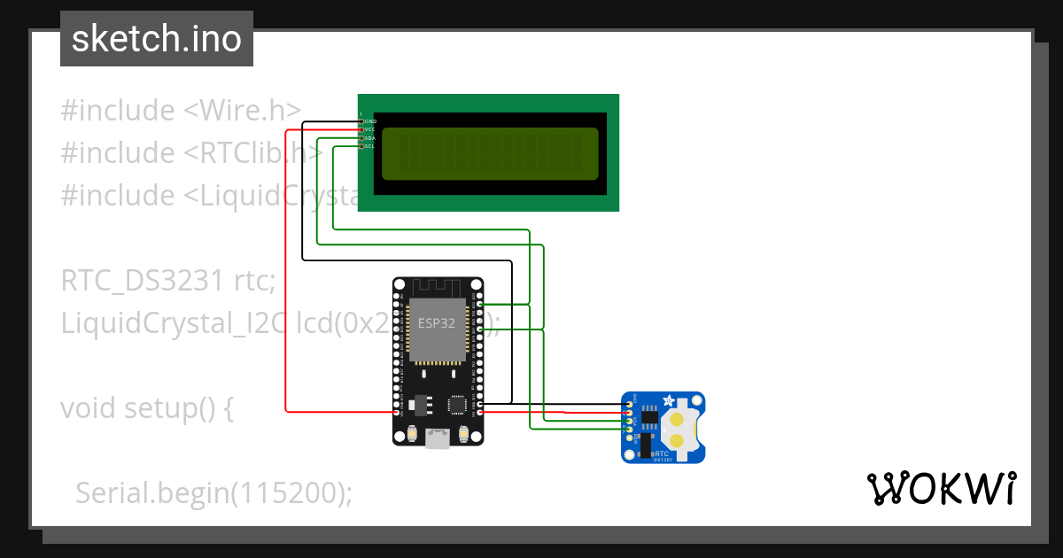 Tiempo real con I2C - Wokwi ESP32, STM32, Arduino Simulator
