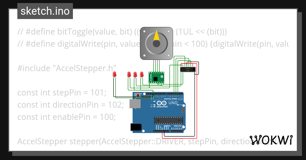 74hc - stepper - Wokwi ESP32, STM32, Arduino Simulator